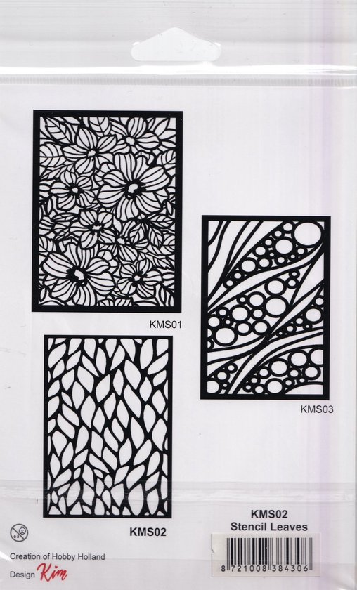 KMS02 Mixed media stencil A6 - leaves - sjabloon blaadjes - blad ...