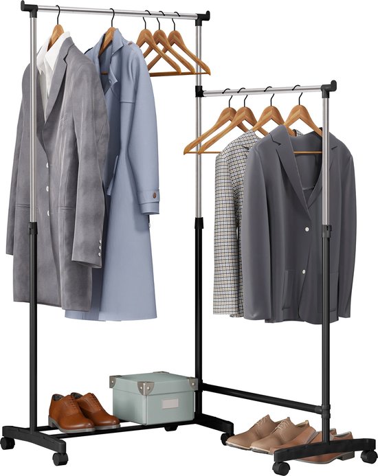 BukkitBow - Mobiel Kledingrek op Wielen - 2-Delig Kledingrek - Met ...