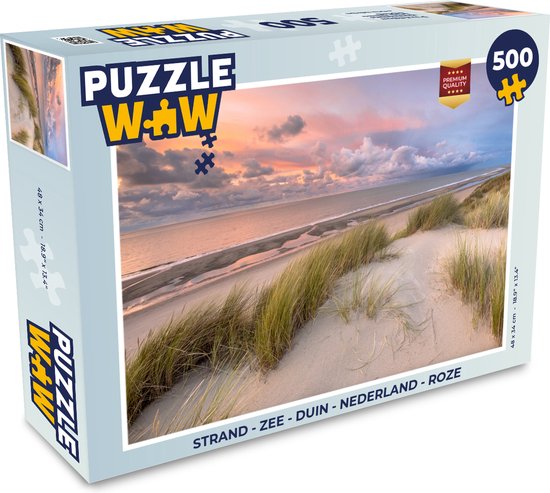 Puzzel Strand - Zee - Duin - Nederland - Roze - Legpuzzel - Puzzel 500 ...