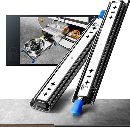 Drawer Runners with Lock Attached 120 kg Load Capacity Industrial Ball ...