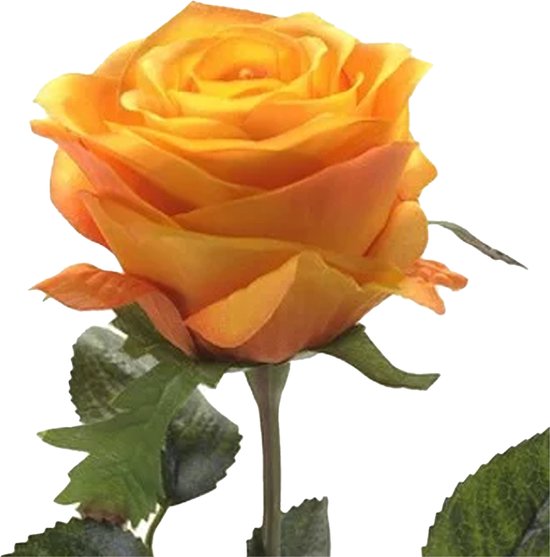 Kunstbloem Roos Simone geel/oranje 45 cm - kunstbloem | bol