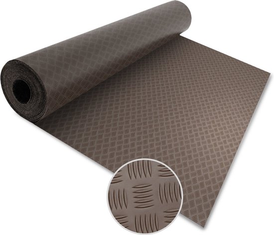FLOORDIREKT Rubber loper - Rubbermat - Diamond Cut - 2 mm - Bruin - 120 ...
