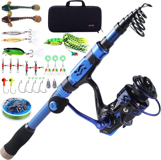 Vishengel en haspel set - Telescopische vishengel van koolstofvezel ...