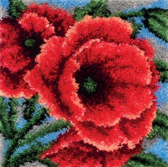 PANNA Red Poppies - Latch Hook Kit - 40 x 40 cm - DIY pakket ...