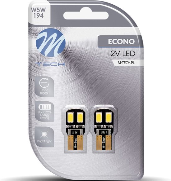 M-Tech LED W5W 12V - Econo - Canbus - T10 LED - Wit - Set | bol