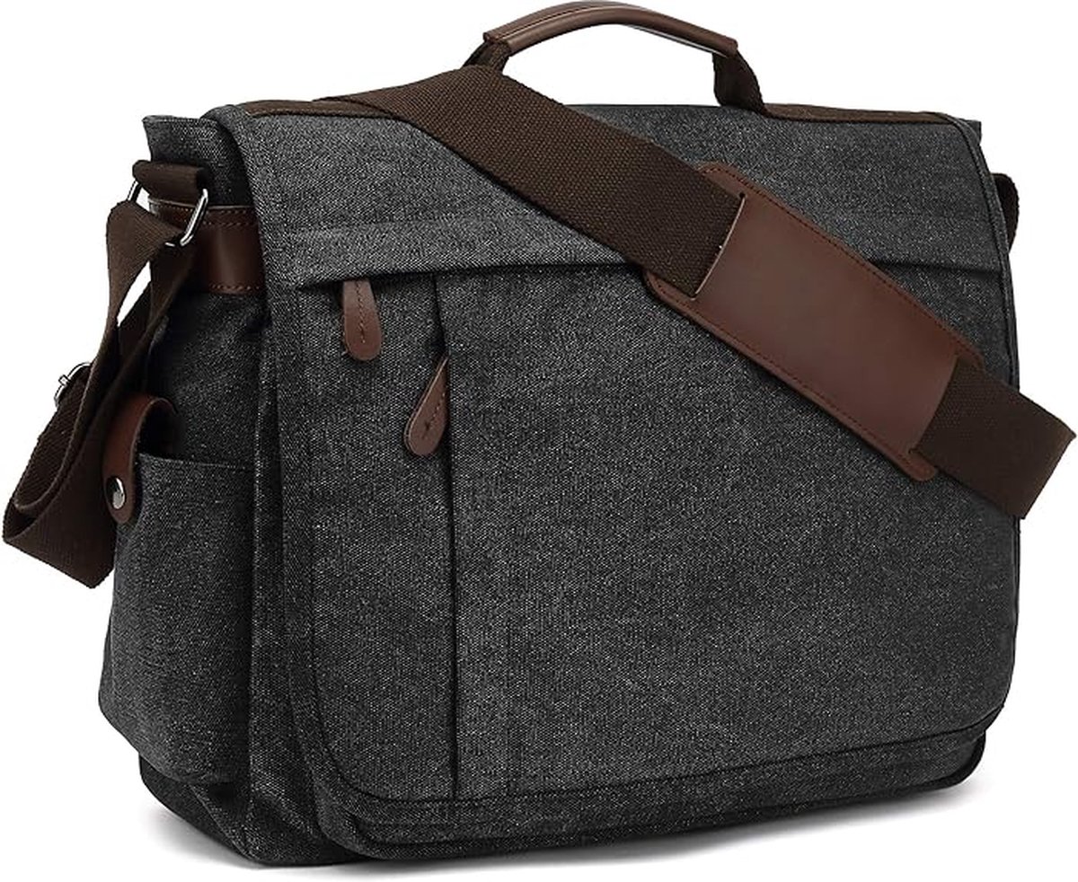 Schoudertassen heren van canvas schooltas, A4 laptoptas voor 15,6 inch ...