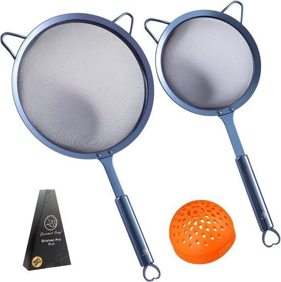 Roestvrijstalen zeefset, 1 x grote pastazeef + 1 x kleine fijne zeef ...