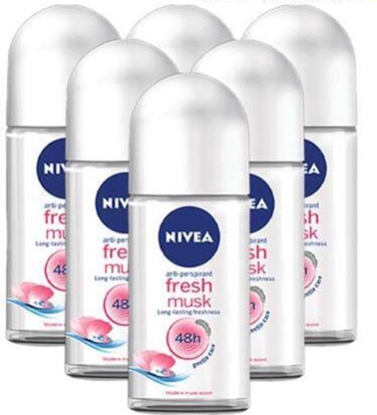 Nivea Fresh Musk Deo Roller - 6 x 50 ml | bol