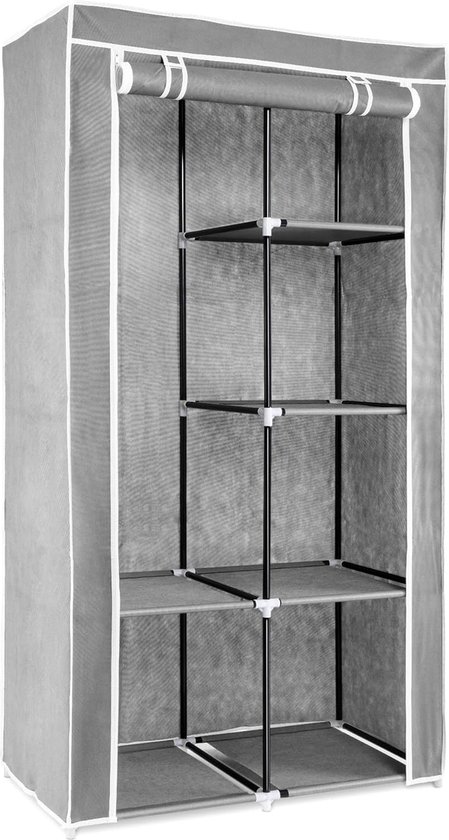 Stoffen kledingkast met kledingstang - vouwkast 88x170x45cm met stang ...