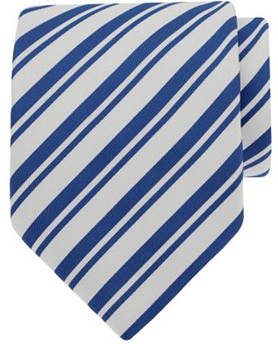 Witte stropdas met blauwe strepen | bol