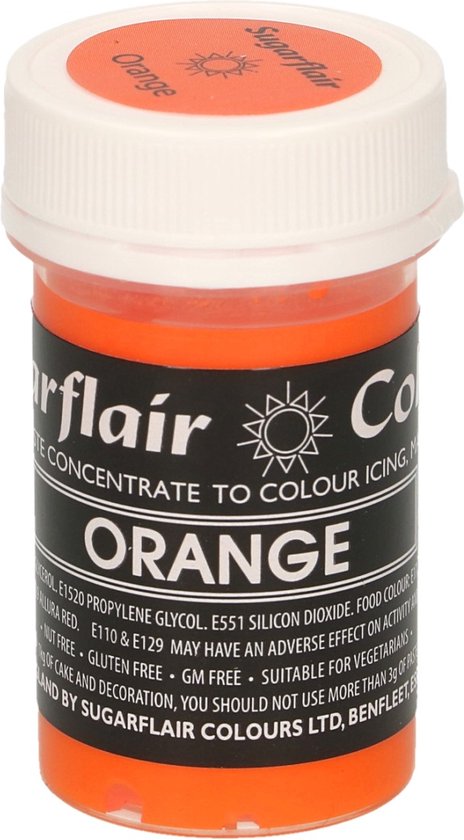 Sugarflair Eetbare Kleurstof Pasta - Hoog Geconcentreerd - Oranje - 25g ...
