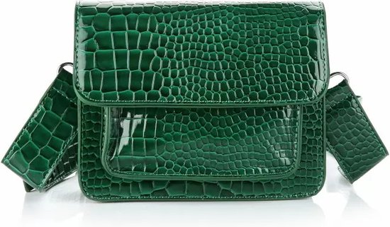 Crossbody PU leren tas | croco | Donker groene tas| Groen | bol