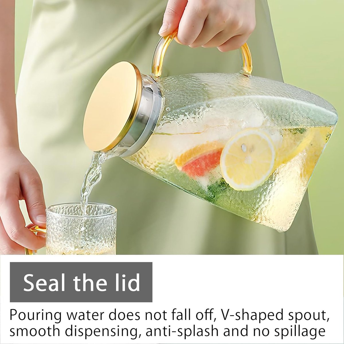 Glazen karaf, 1,8 liter, karaf met deksel, glazen kan, karaf met deksel ...