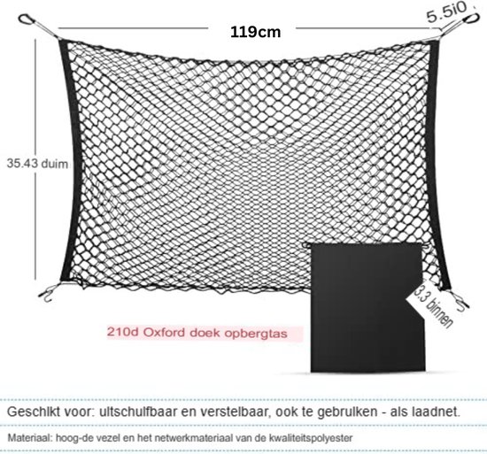 Hondennet Auto - Universeel net voor honden - Dual-layer mesh - 47x35 ...