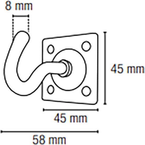 Haak met bevestigingsplaat - 58mm - Gegalvaniseerd | bol