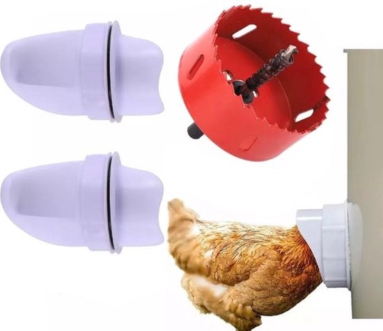 Pluimvee 2x feeder - automatisch voersysteem - 2 feeders en gatenzaag ...