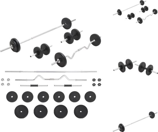 vidaXL Halterset - Zwart - Verchroomd Staal - 30 kg - Halterset | bol