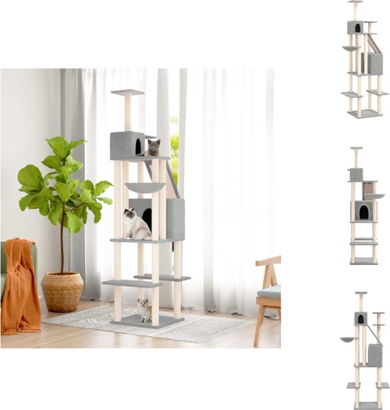 vidaXL Kattenboom Luxe Grijs - Kattenmeubel 90x64x201cm - Krabpaal | bol