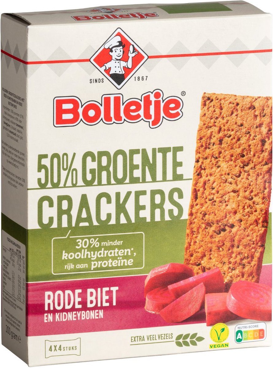 Bolletje Vega crackers rode biet 3 pakken x 200 gram | bol