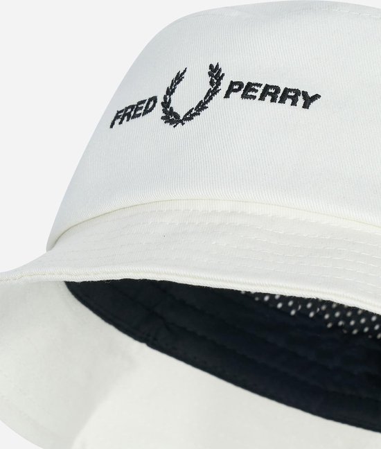Fred Perry Graphic branded twill bucket hat - snow white | bol