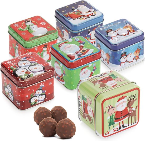 6x koektrommel, blik voor kerstkoekjes, kerstvoorraadpot met deksel ...