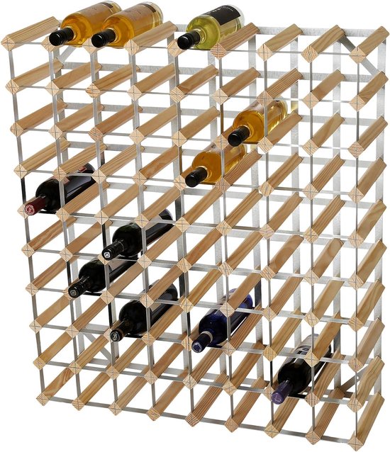 wijnflessen, vrijstaand, flessenrek met glashouders, voor keuken, bar ...