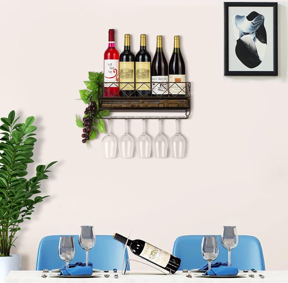 Muur wijnrek flessenrek - wijnrek hangend wandmontage wijnflessenrek | bol