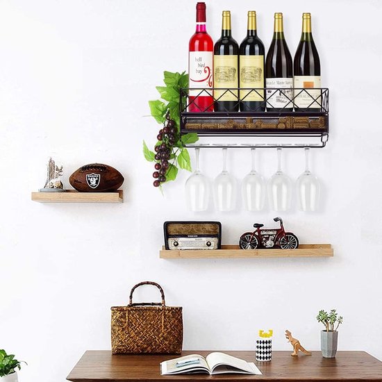 Muur wijnrek flessenrek - wijnrek hangend wandmontage wijnflessenrek | bol