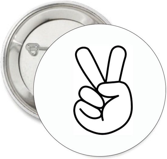 Sweet-One Button Peace - Vrijheid symbool van 56 mm - Metaal | bol