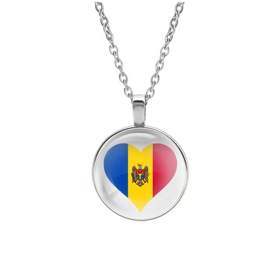 Ketting Glas - Hart Vlag Moldova | bol
