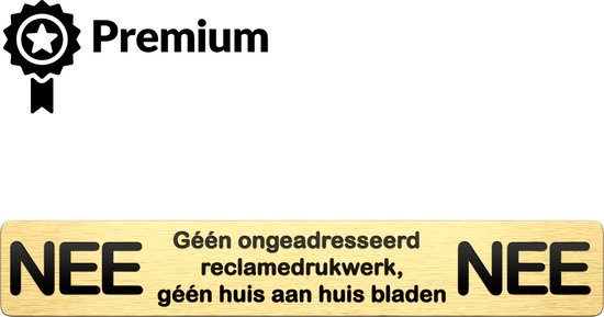 Nee Nee sticker brievenbus - Zwart / Goud - Luxe - Nee Nee - 17.5 x 2.7 ...