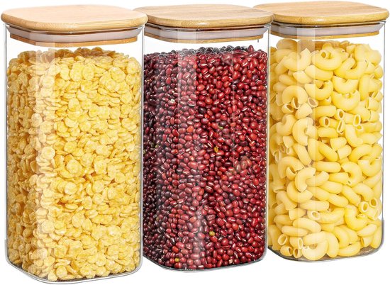 Set of 3 Glass Food Storage Jars | bol