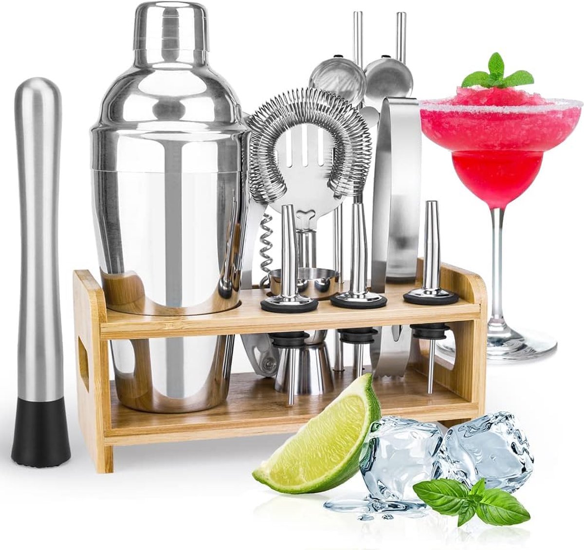 750ML Cocktailshakerset 15-delige roestvrijstalen cocktailmixset ...