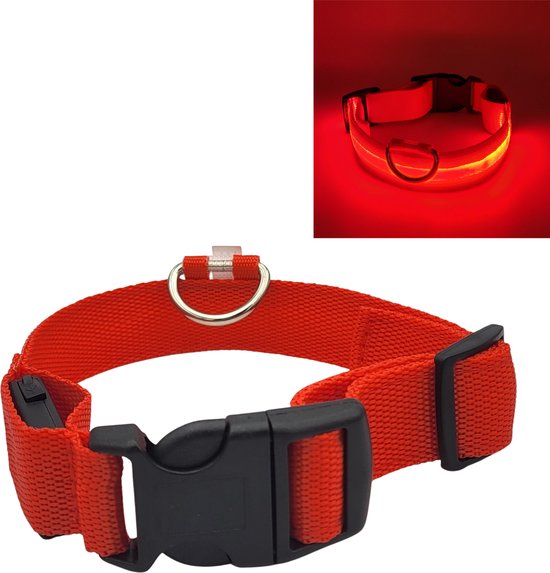 LED halsband hond | Maat XL | 42 - 56 cm | USB oplaadbaar | Rood ...