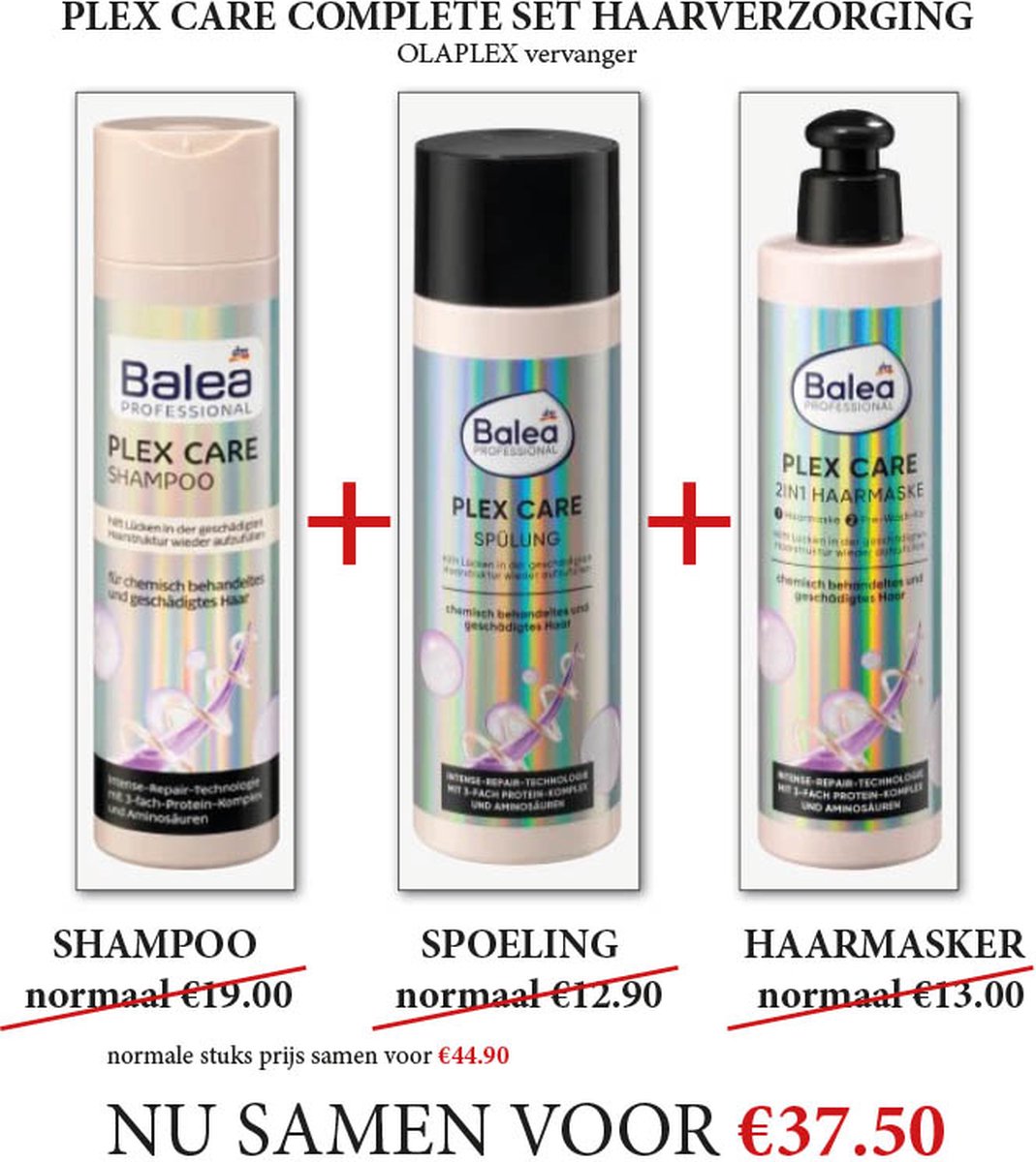 Plex Care - set van 3 flessen Shampoo/Conditioner/Haarmasker - Olaplex ...