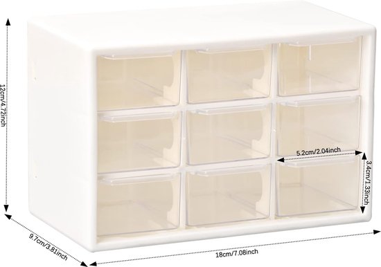 9 laden opbergbox sorteerbox 18 x 12 x 10 cm kunststof voor kleine ...