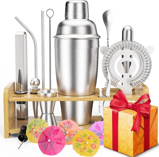 Cocktail Shaker Set Father's Day Gift - 750 ml Stainless Steel Bonus ...
