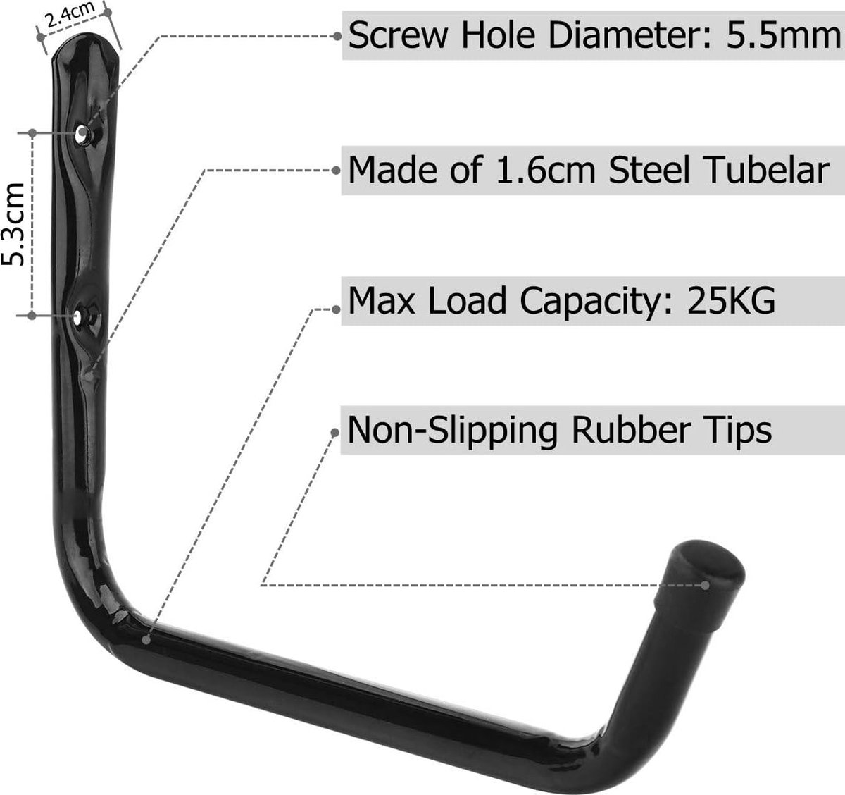 Zwaar belastbare opberghaken, 28 cm, garagehaken voor wandmontage ...