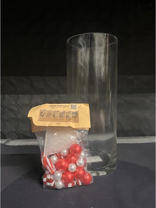 HBX natural living Vaas met deco waterparels en Candy kerstornamenten ...