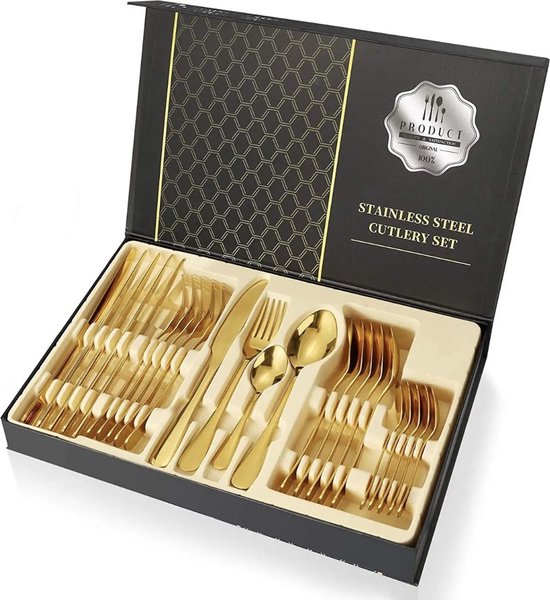Luxe Bestekset 6 personen 24 delig RVS Goud | bol