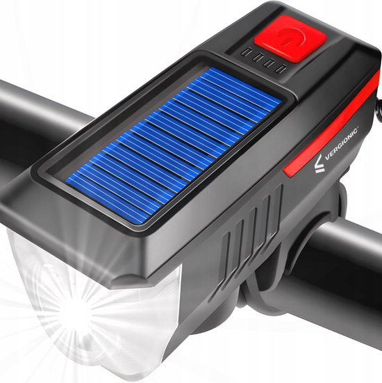 ABC-Led fietslamp oplaadbare fietsverlichting - met fietsbel - Solar ...