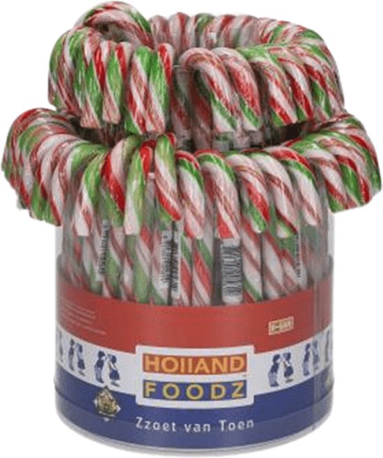 72 candy canes groen-wit-rood Holland Foodz snoep kerstsnoep | bol