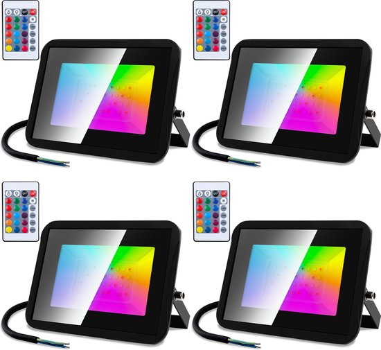 4X 30W RGB-schijnwerper Afstandsbediening RGB LED schijnwerper ...