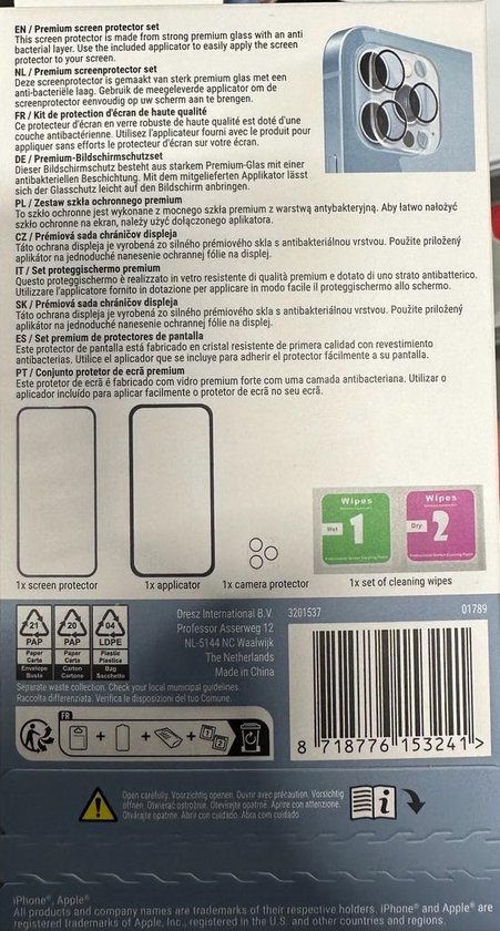 LAB31 iPhone 13 Pro PREMIUM GLASS SCREEN PROTECTOR SET with camera ...