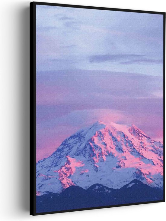 Akoestisch Schilderij Natuurlijke zons ondergang op witte berg ...