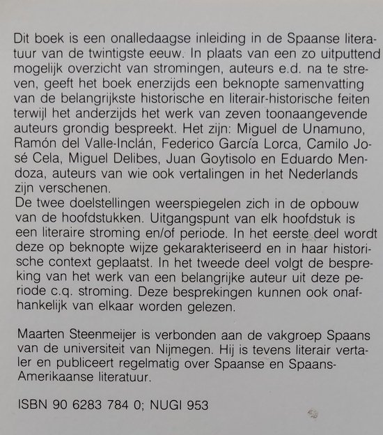 Spaanse literatuur van de twintigste eeuw, Maarten Steenmeijer ...