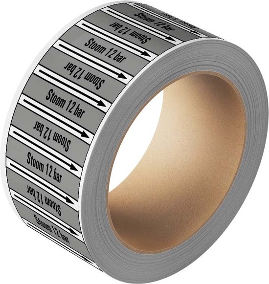 Stoom 12 bar leidingmarkering op rol, 25 meter 252 mm | bol