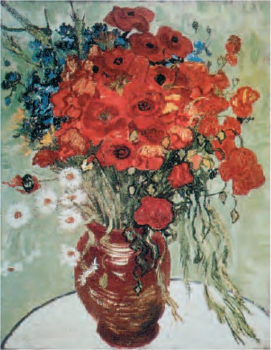 Mini kunstposter - Vincent van Gogh - Vaas met margrieten en klaprozen ...