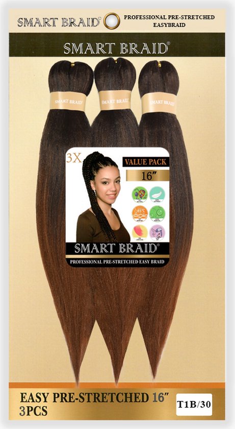 Smart Braid Pre-Stretched - Hair extensions - 3 in een verpakking 16 ...