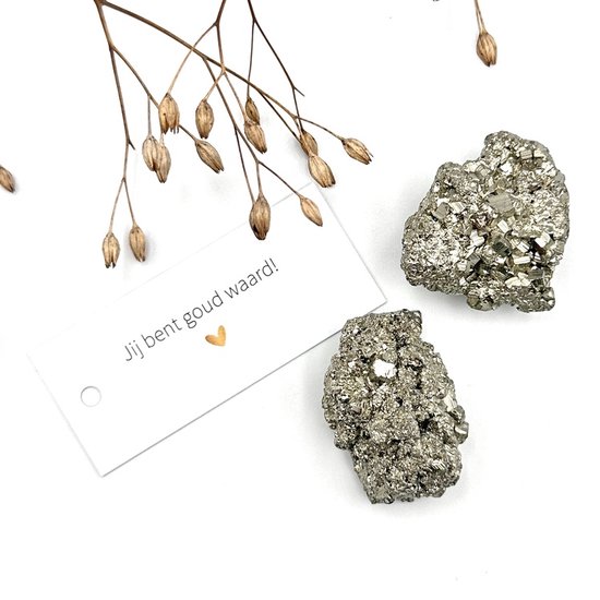 Zakje `Jij bent goud waard! -edelsteen-pyriet-vriendschap, persoonlijk ...